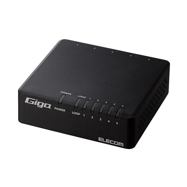 メーカー：エレコム　品番：EHC-G05PA4-B　プラスチック筐体電源外付けギガビットスイッチングハブ　
