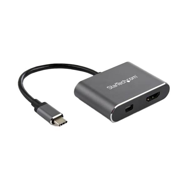 メーカー：ＳｔａｒＴｅｃｈ．ｃｏｍ　 品番：CDP2HDMDP  USB Type-CデバイスをMini DisplayPortまたはHDMIディスプレイに接続。スタイリッシュなスペースグレイのアダプタ　　＜パッケージ＞