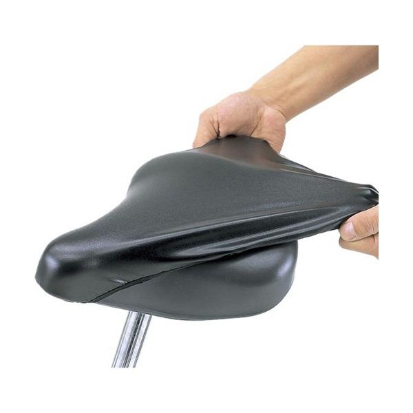 メーカー：大久保製作所　 品番：MEBK-500  ストレッチ素材でサドルにぴったりフィットするサドルカバー　　＜使用イメージ＞＜寸法＞＜使用イメージ＞