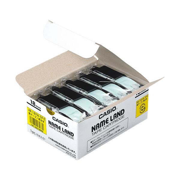 メーカー：カシオ   品番：XR-18YW-5P-E   ＣＡＳＩＯネームランド用テープカートリッジ