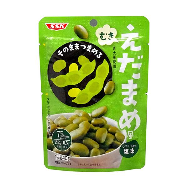 メーカー：清水食品 　品番：750132   そのままつまめる ホクホク食感のむきえだまめ風の青大豆　　＜パッケージ裏面＞＜イメージ＞