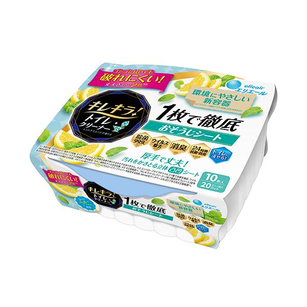 メーカー：大王製紙   品番：Eキレキラトイレホ10シトラ   厚手で丈夫だから、フチ裏20回こすってもへこたれない。極細「ナノ繊維」配合で丈夫なシート！1枚で徹底おそうじ！