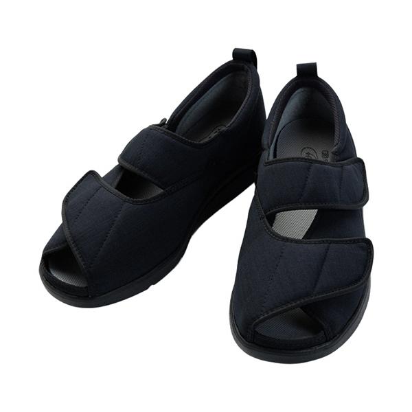 メーカー：徳武産業　 品番：1136 3E ブラツク 4L リヨウアシ  オールシーズン使える施設用サンダル　　＜裏底＞2枚のベルトでフィット感を調整できる。