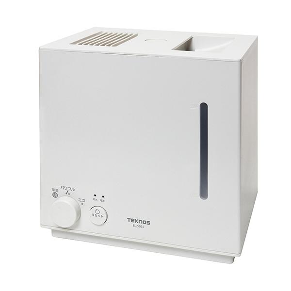 メーカー：千住　 品番：EL-S037  温かい水蒸気でパワフルに加温。上部給水式で便利。　　＜側面＞上部給水方式。お手入れがしやすいタンク・本体一帯型。