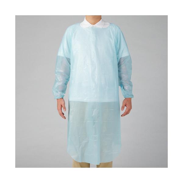 メーカー：オオサキメディカル 　品番：73732   ポリエチレン製で水分を通さず、長袖のためバリア性に優れています。　　＜着用イメージ＞＜着用イメージ：バックスタイル＞＜袖口部＞＜着衣方法＞＜脱衣方法＞