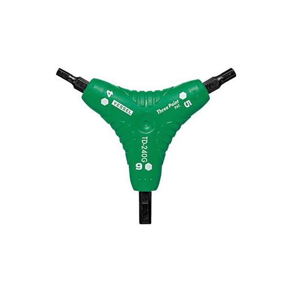 メーカー：ベッセル　品番：TD240G　1本で3サイズ使えるコンパクトで便利なドライバーです。