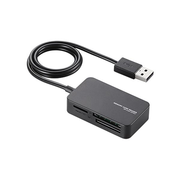 メーカー：エレコム　 品番：MR-A39NBK  主要メディアに対応しながらコンパクトサイズを実現。持ち運びに便利なケーブル一体タイプの小型メモリリーダライタ。　　