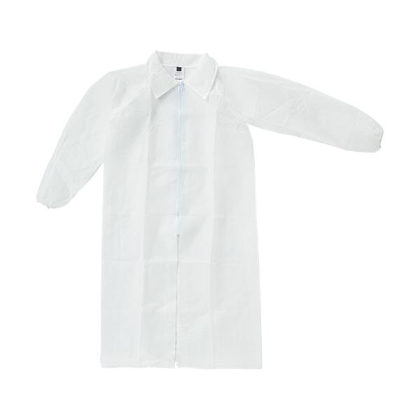 メーカー：川西工業 　品番：#7028-L   病院や介護施設での感染症予防に。　　前面ファスナー。手首にフィットするゴム入。＜着用イメージ＞＜着用イメージ：バックスタイル＞