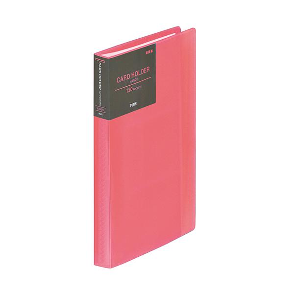 メーカー：プラス 　品番：FL-301NS ピンク   【固定式】きれいな透明表紙で、名刺・カードを保管。　　＜使用イメージ＞＜サイズ感イメージ＞<br>※商品の色はピンクになります。