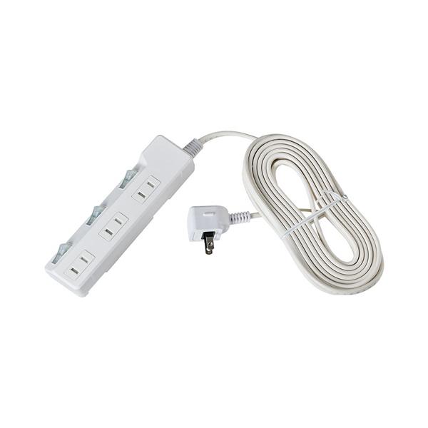 メーカー：ＥＬＰＡ　 品番：WLK-35S(W)  雷から機器を守る、耐雷スイッチ付タップ　　＜背面＞ACアダプターが2つ差せる。