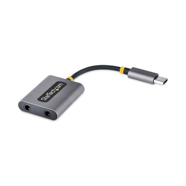 メーカー：ＳｔａｒＴｅｃｈ  品番：USBC-AUDIO-SPLITTER  USB C接続2分配オーディオスプリッター。USB-C経由で2つの3.5mmオーディオの接続が可能　　USBC-AUDIO-SPLITTER-08.jpg