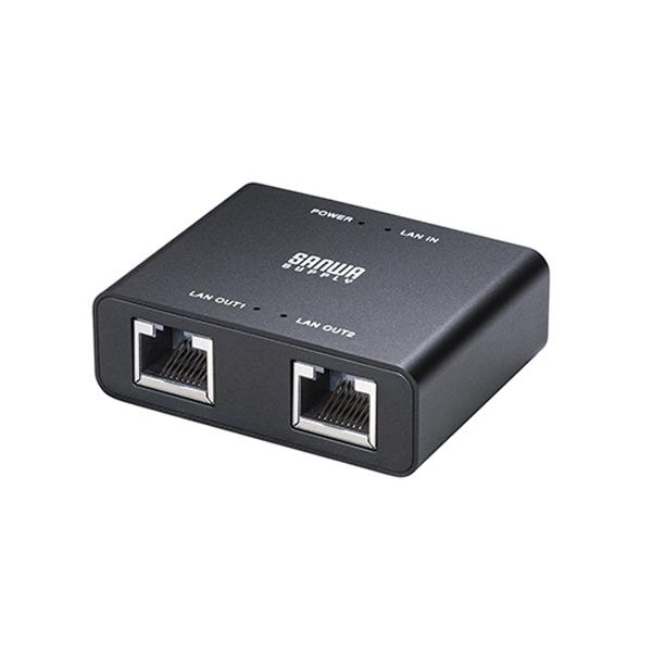 メーカー：サンワサプライ　 品番：LAN-GIGAC302BK  LANケーブルを2分配して接続できる超小型3ポートスイッチングハブ。　　LANポートの増設が可能な小型スイッチングハブ。