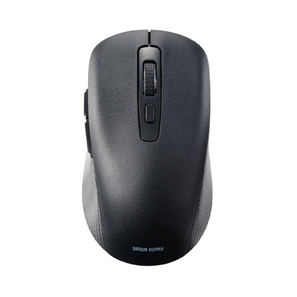 メーカー：サンワサプライ　 品番：MA-TMWBLC1  【無線タイプ】静音・抗菌・5ボタンワイヤレスマウス　　＜側面＞＜レシーバー＞本体底面にレシーバー収納スペース付。