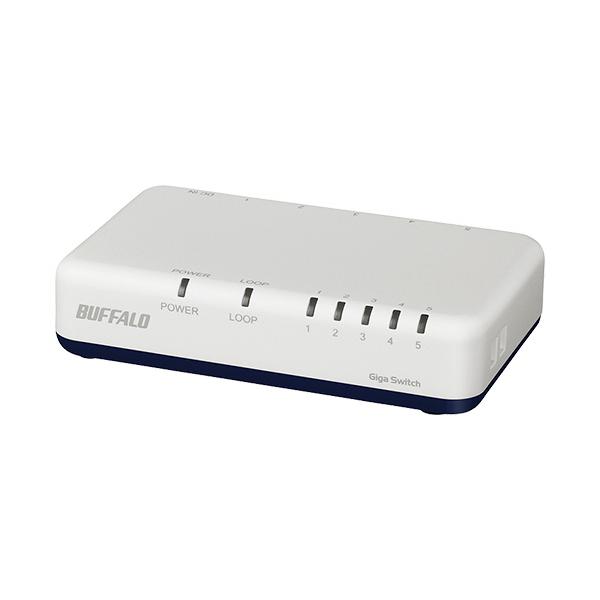 メーカー：バッファロー　 品番：LSW7-GT-5EP/WH  スリム＆コンパクトボディのGiga対応スイッチングハブ。　　＜背面＞