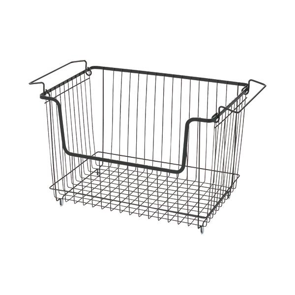 メーカー：ＹＡＭＡＺＥＮ　 品番：DWB-L(BK)  積み重ねができるワイヤーバスケット。　　スタッキングが可能。＜使用イメージ＞＜使用イメージ＞