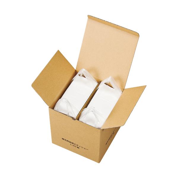 メーカー：スバル紙販売　品番：ツメカエテイシユ-R2000　使った分だけ詰替補充できるＢＯＸなしティッシュ。