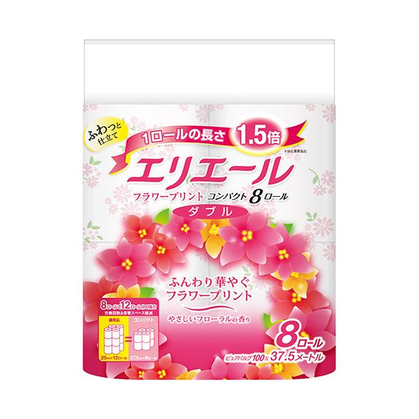 メーカー：大王製紙　 品番：Eフラワ-CP8R  トイレ空間を彩るプリント柄。　　