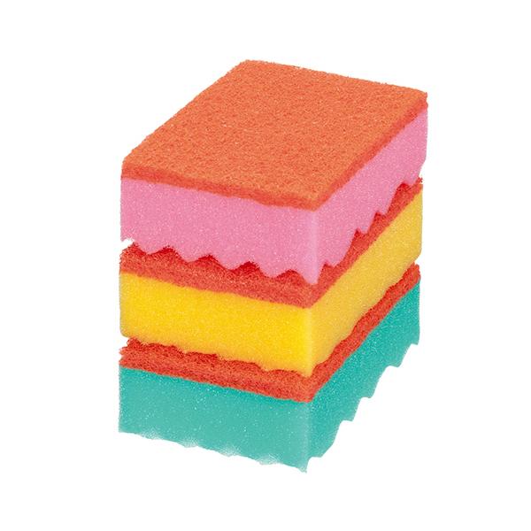 メーカー：キクロン　品番：キクロンPROソフト3P　不織布とスポンジを貼り合わせた、1つで2役のスポンジ。ソフトタイプ。