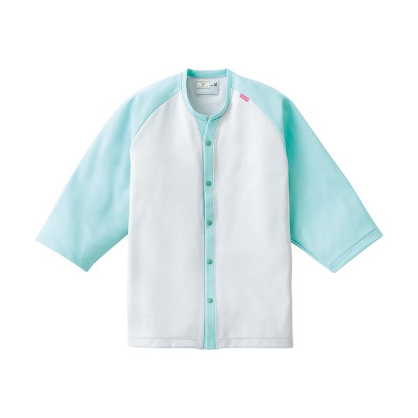 メーカー：トンボ　品番：CR821-40-LL　七分袖なので、袖口を汚す心配がありません。バイカラーがおしゃれなニット生地のシャツ。