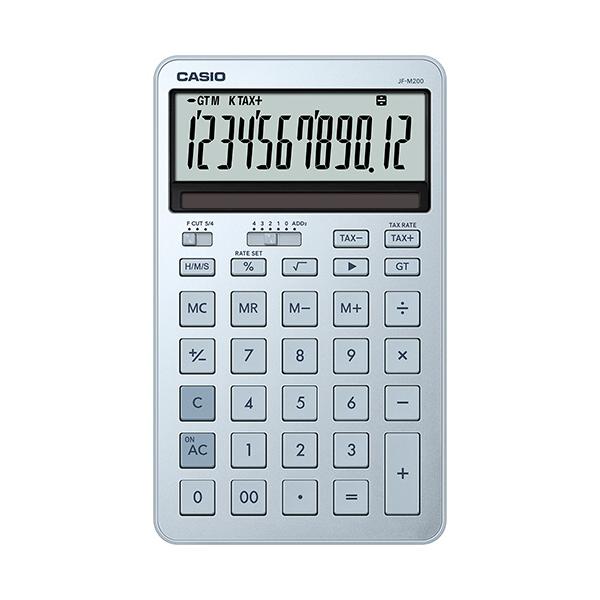 メーカー：カシオ　 品番：JF-M200-BU-N  スタイリッシュなフォルムで個性際立つスタイリッシュ電卓。　　＜側面＞