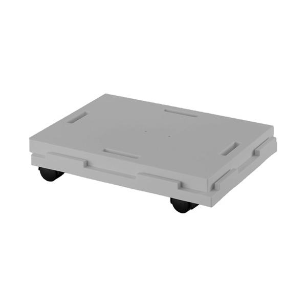 メーカー：サンコープラスチック　品番：350299　店舗バックヤードや倉庫、オフィス、施設内でのストック管理に適した、シンプルで環境に馴染みやすい平台車です。<br>