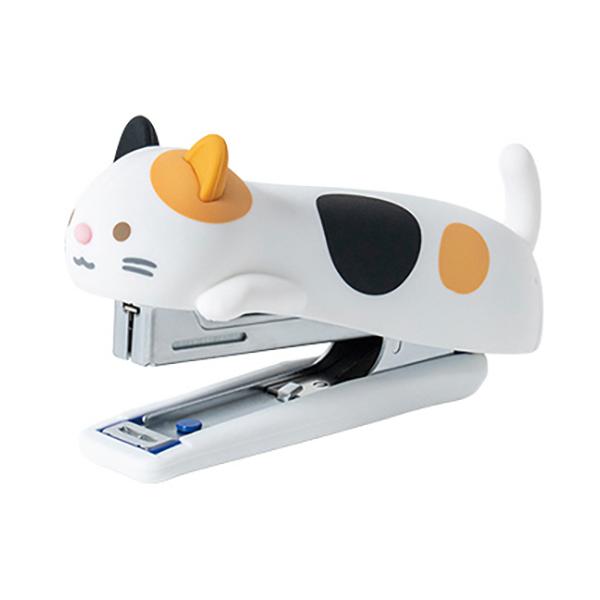 メーカー：マックス　 品番：HD-10NX/S MIKENEKO  シリコンカバーによる触り心地の良いホッチキス。使って、眺めて、飾って楽しめる。　　前足にはかわいい肉球がデザインされています。＜パッケージ＞＜イメージ＞