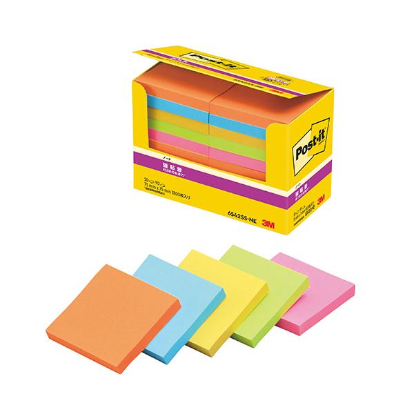 メーカー：３Ｍ 　品番：6542SS-NE   パソコンやパーティションなど、デスクまわりのつきにくい場所にも、しっかり貼れてキレイにはがせる強粘着タイプ。75×75mmノートサイズ。　　＜寸法図＞＜使用イメージ＞＜使用イメージ＞