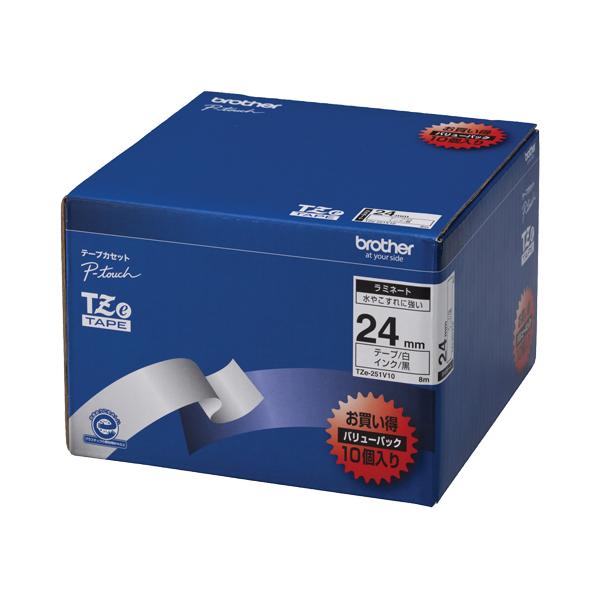 メーカー：ブラザー 　品番：TZE-251V10   透明フィルムが表面を保護し、こすっても水にぬれても文字が消えない。　　