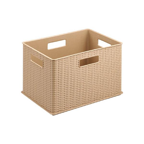 メーカー：ＴＲＵＳＣＯ　品番：RTB-1-LBR　ラタン（籐）のバスケットを思わせるデザインで、オフィスや事務所などでの小物収納にぴったりです。
