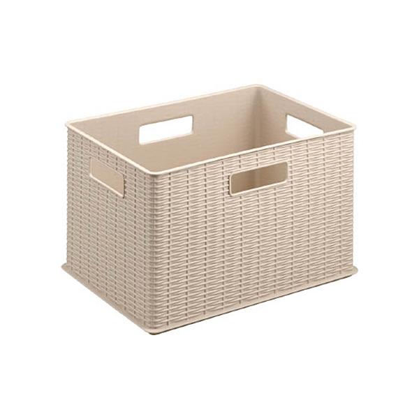 メーカー：ＴＲＵＳＣＯ　品番：RTB-1-NR　ラタン（籐）のバスケットを思わせるデザインで、オフィスや事務所などでの小物収納にぴったりです。