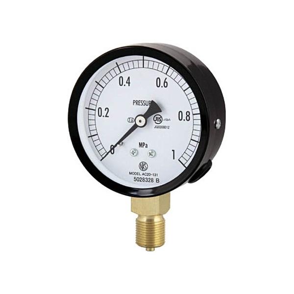 メーカー：長野計器　品番：AC20-131-0.1MP　ブルドン管の弾性変形（動き）を指針に伝える構造の圧力計で、構造が簡単なため取り扱いが容易です。