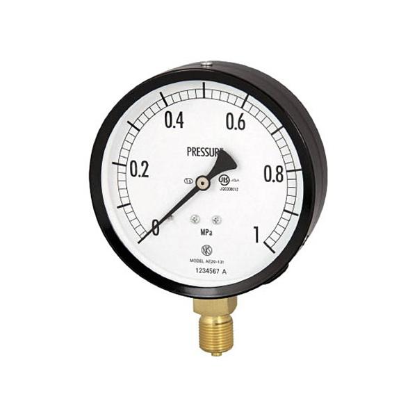 メーカー：長野計器　品番：AE20-131-0MP　ブルドン管の弾性変形（動き）を指針に伝える構造の圧力計で、構造が簡単なため取り扱いが容易です。