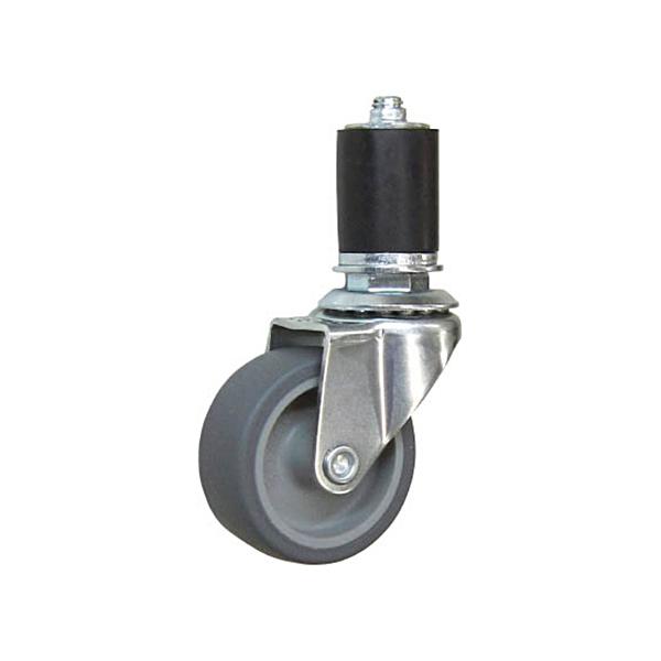 メーカー：スペーシア　品番：SGR50TP　スペーシアパイプに簡単に差し込みができ、軽量でクッション性・磨耗性に優れたエラストマー車輪を採用、自在・固定の用途に合わせ設計できるキャスターです。