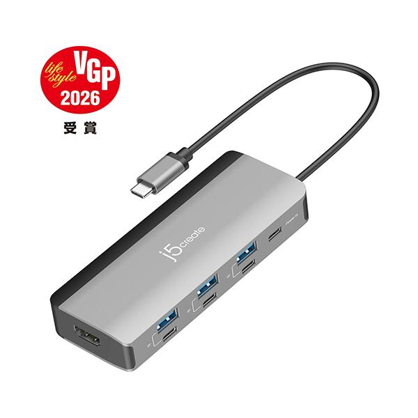 メーカー：ｊ５　Ｃｒｅａｔｅ　品番：JCD362　デスク周りスッキリ！8ポートでPC・周辺機器をまとめて接続、作業がもっと快適に。　