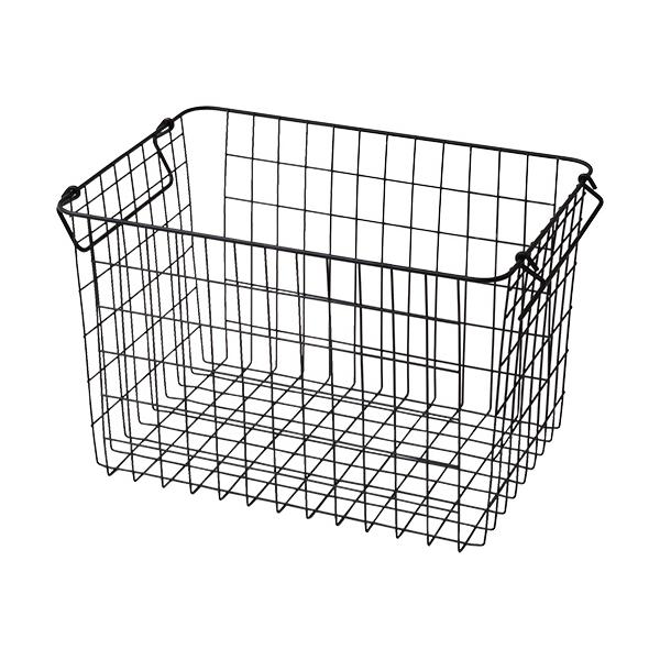 メーカー：ＹＡＭＡＺＥＮ　 品番：RWB-322(BK)*2  キッチン小物だけでなく様々な用途に役立つバスケット　　2個まで積み重ね可能。取っ手を内側に収納しスタッキング可能。＜使用イメージ＞＜使用イメージ＞