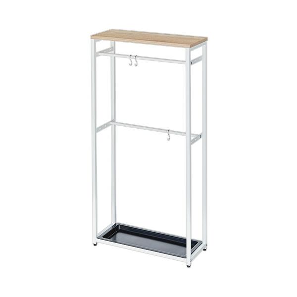 メーカー：ＹＡＭＡＺＥＮ　 品番：RUS-50(NA2/MWH)  木目調の天板に、消毒液や観葉植物なども置ける、スリムな傘立て。　　折りたたみ傘を吊しておけるSフック付。<br>商品の色は天板がナチュラル、本体がマッドホワイト...