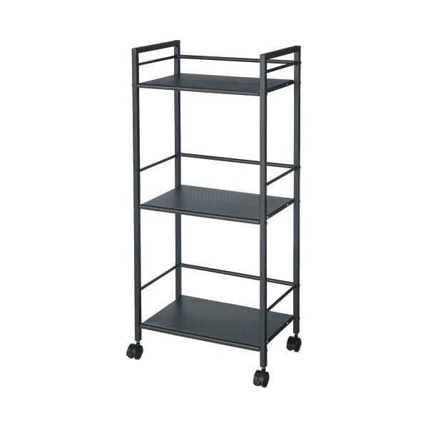 メーカー：ＹＡＭＡＺＥＮ　 品番：LSDT-3(BK)  デスクまわりのA4ファイルなどの収納をサポート。キャスター付で移動もラク。　　＜使用イメージ＞