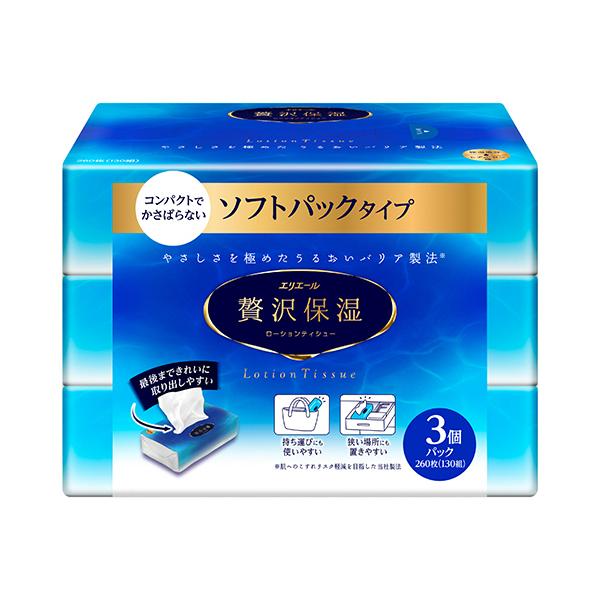 メーカー：大王製紙  品番：EゼイSP130W3P  持ち運びに便利なソフトパックタイプで、風邪・花粉症シーズンのお供に。