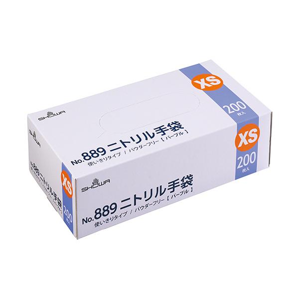 メーカー：ショーワグローブ 　品番：#889-XS   【食品衛生法適合】指先感覚に優れた厚み約0.06mmの薄手タイプの使い捨てニトリルゴム手袋（パウダーフリー）　　＜着用イメージ＞伸縮性があり、やわらかく手にフィット。＜使用イメージ＞
