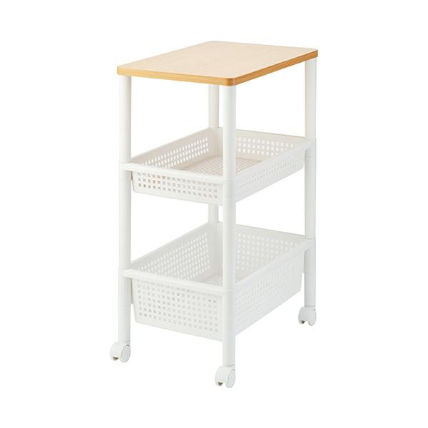 メーカー：天馬  品番：811000864  木製天板が付いたナチュラルな収納ワゴン