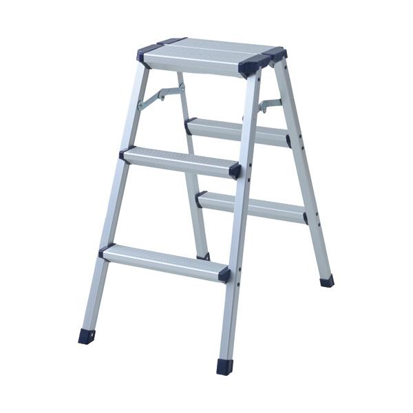 メーカー：ＹＡＭＡＺＥＮ　 品番：YM-DB03SG(DBL)  広い天板で安定感のある軽くて丈夫なアルミ製踏み台。　　広い天板で安全に作業ができる。＜収納時＞