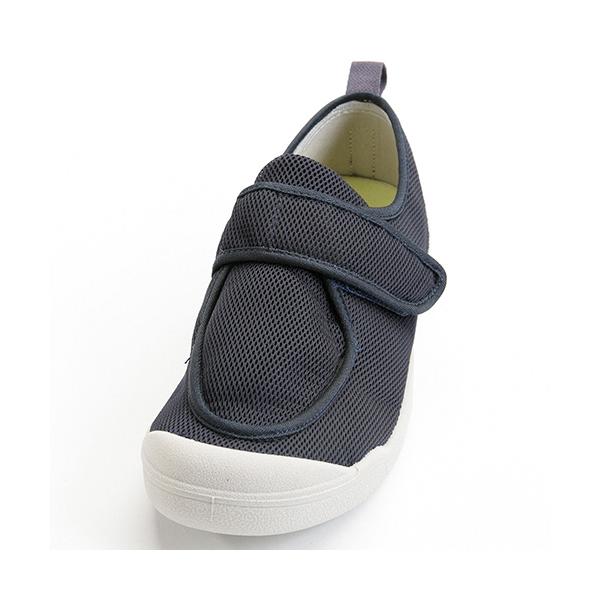 メーカー：徳武産業　品番：2510 ネイビ- L ヒダリ　洗濯機で洗える。医療スタッフにもおすすめの滑りにくい室内用メッシュシューズ。