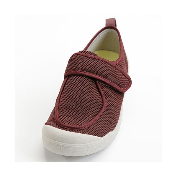 メーカー：徳武産業　品番：2510 ワイン L ミギ　洗濯機で洗える。医療スタッフにもおすすめの滑りにくい室内用メッシュシューズ。