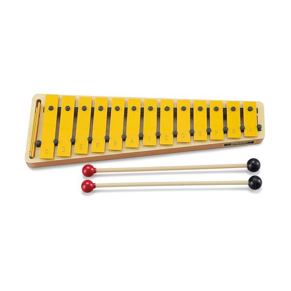 メーカー：鈴木楽器製作所　 品番：MSG-13  手にもって演奏ができる小さなグロッケン。音板を外して音あそびや即興演奏に。　　＜使用イメージ＞