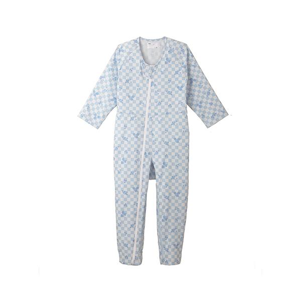 メーカー：日本エンゼル　 品番：5638-A-BL-3L  寝たままの姿勢で脱着OK。シンプルですっきりスリムなつなぎねまき。　　※お届けの商品はリーフブルーになります。