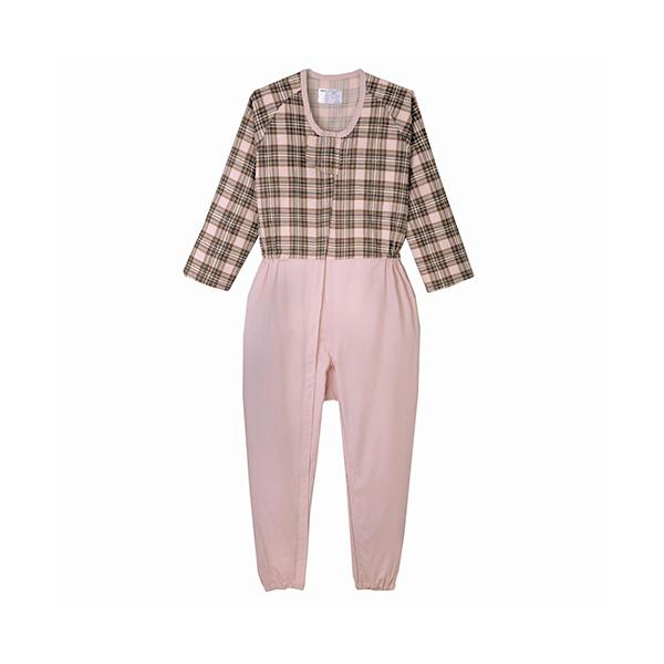 メーカー：日本エンゼル　 品番：5738-TA-PK-L  寝たままの姿勢で脱着OK。洗濯耐久性に優れたつなぎねまき。　　