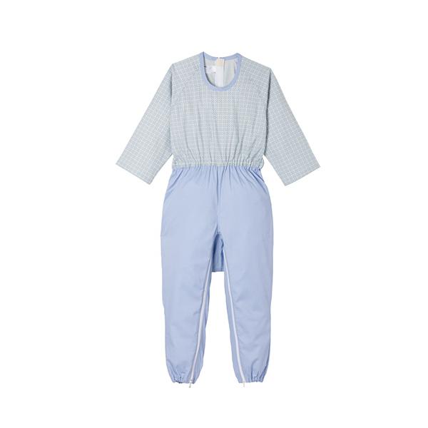 メーカー：日本エンゼル　 品番：5731-N-BL-L  ファスナーロック機能のない背中開きのつなぎねまき。股ファスナーは左右どちらからでも開閉可能です。　　