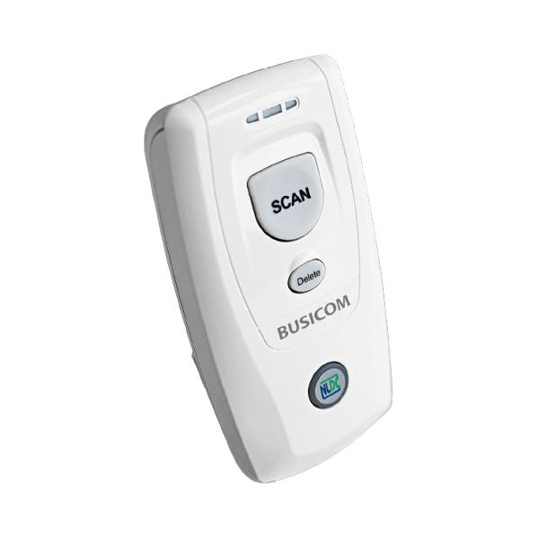 メーカー：ビジコム　 品番：BC-BS801D-V2-CW  1次元バーコードに対応したBluetoothバーコードリーダー　　＜側面＞＜背面＞＜スキャン部＞