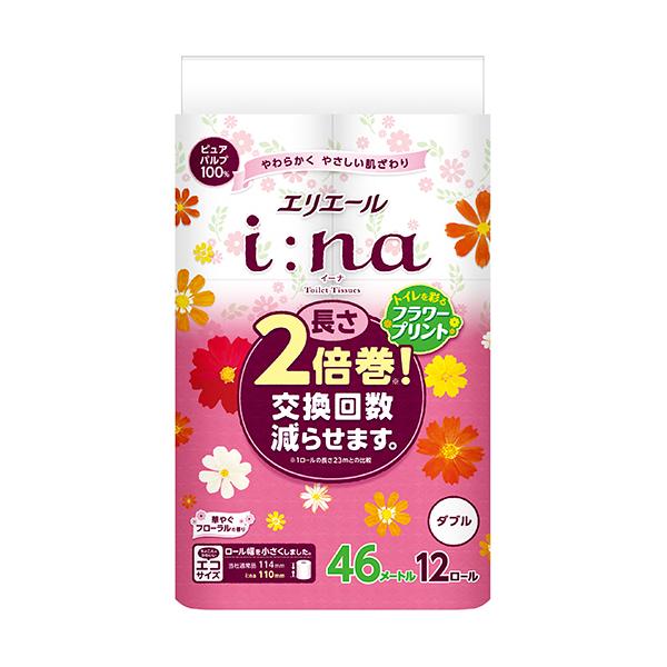 メーカー：大王製紙　品番：Eイ-ナプリ2P12R　やわらかくやさしい肌ざわり。長さ2倍巻！