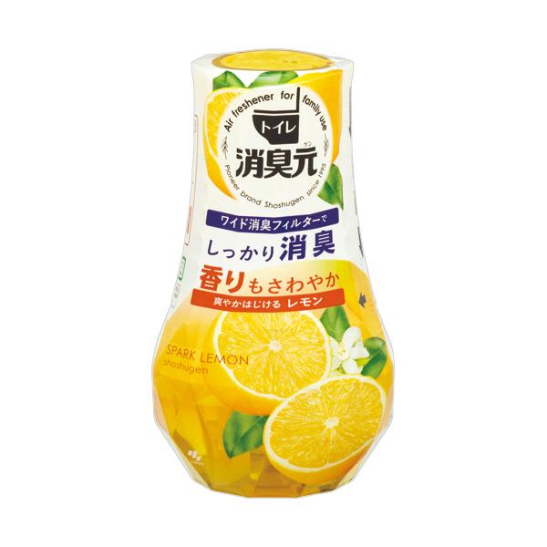 メーカー：小林製薬 　品番：トイレノシヨウシユウゲンサワヤカハジケルレモン400ML   極太「ろ紙」が、ニオイのもとをぐんぐん消臭。　　